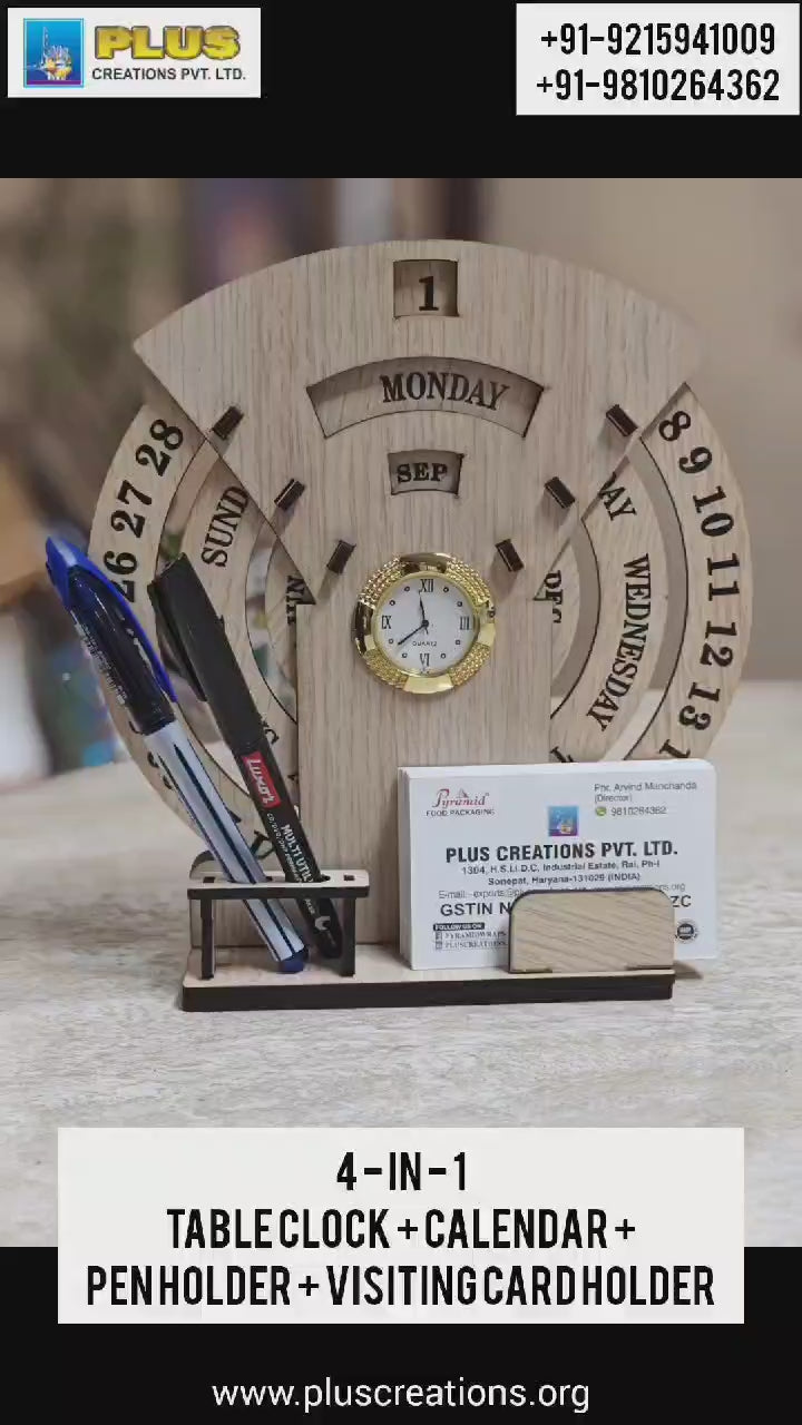 4:1 CALENDER/CLOCK/ SLIP PAD/ PEN HOLDER/VISITING CARD – Plus Creations